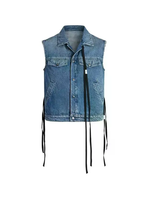 ANN DEMEULEMEESTER Tie-strap Denim Jacket - Blue