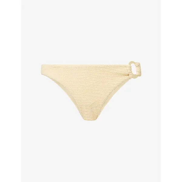Monday Swimwear Bronte Ring Embellished Bikini Bottoms - Raffia Crinkle