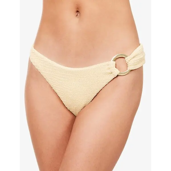 Monday Swimwear Bronte Ring Embellished Bikini Bottoms - Raffia Crinkle