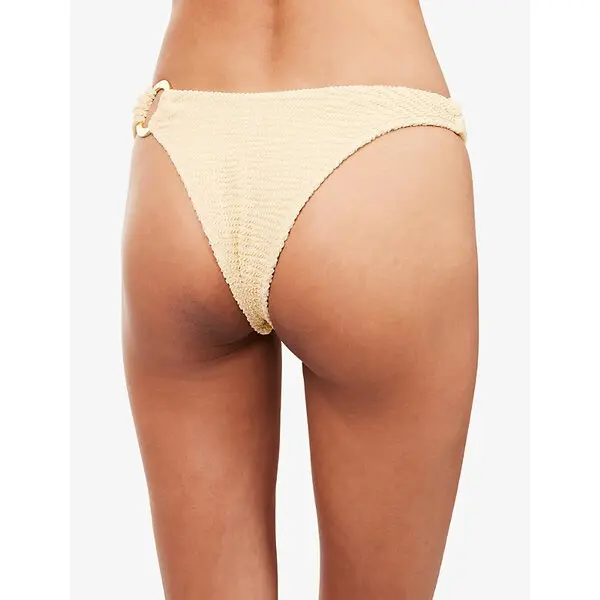 Monday Swimwear Bronte Ring Embellished Bikini Bottoms - Raffia Crinkle