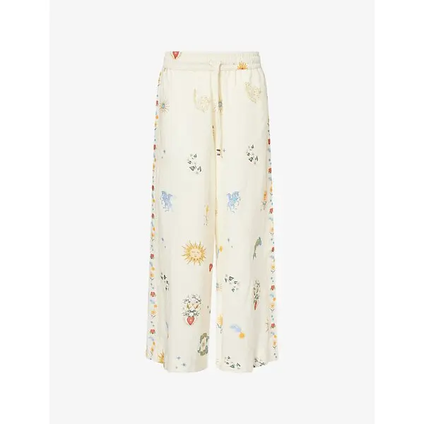 Agua Bendita Graphic Print Cotton Trousers - Multicolor