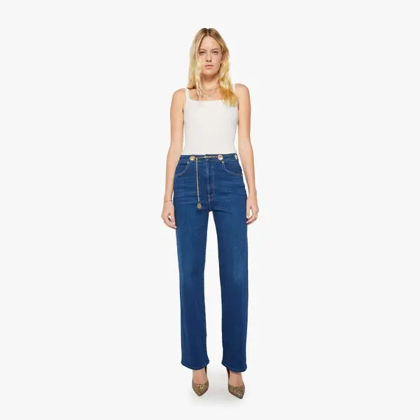 MOTHER The Off Chain High Waisted Tunnel Vision Sneak Jeans - Blue