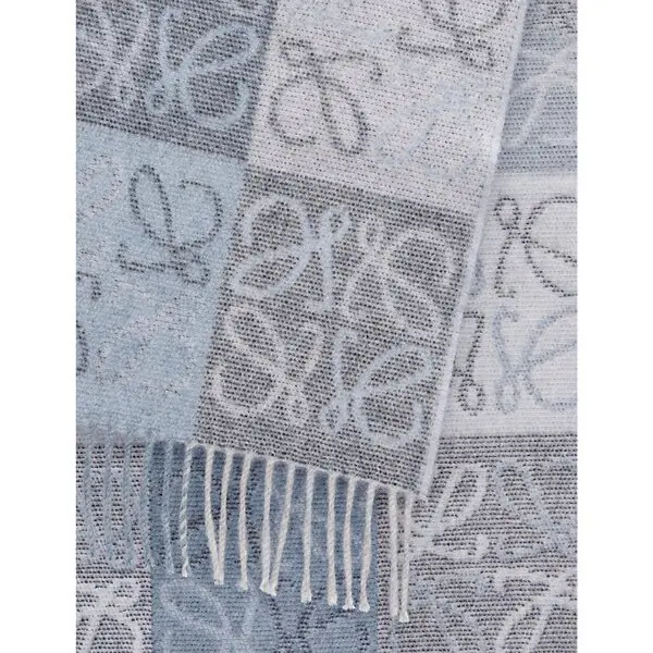 Loewe Anagram Branded-print Wool And Cashmere-blend Scarf