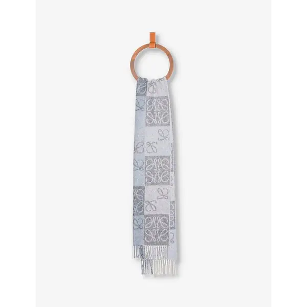 Loewe Anagram Branded-print Wool And Cashmere-blend Scarf