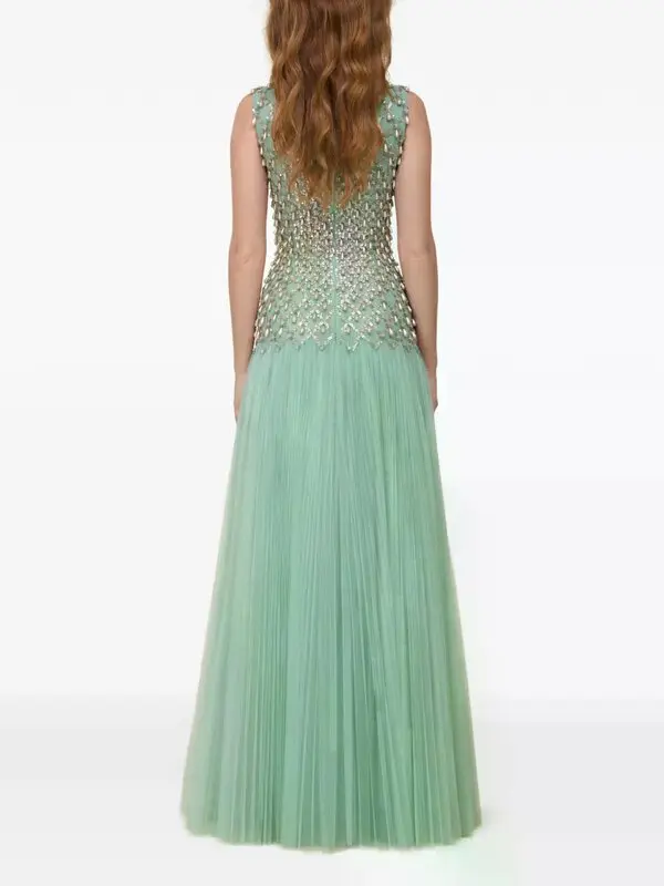 RAMI AL ALI Beaded Pleated Maxi Gown