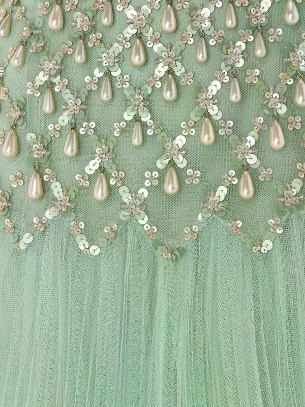 RAMI AL ALI Beaded Pleated Maxi Gown