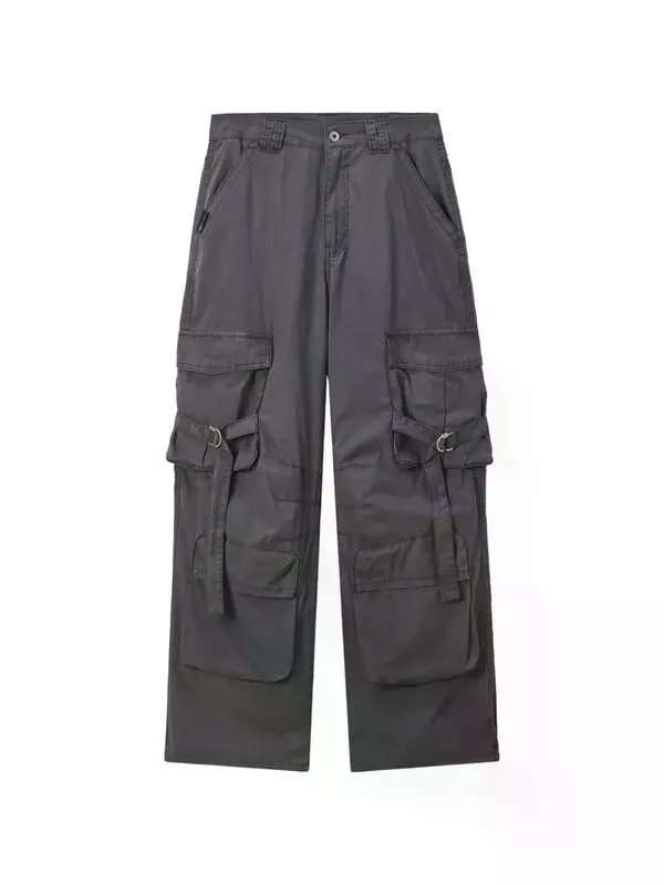 MUSIUM DIV. Cotton Buckle-detail Trousers - Grey