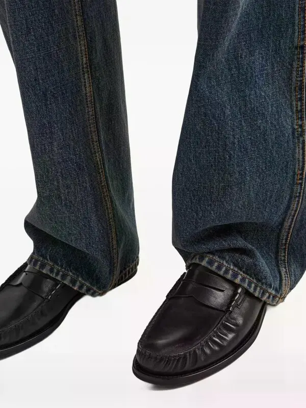 Prada Brushed Leather Loafers - Black
