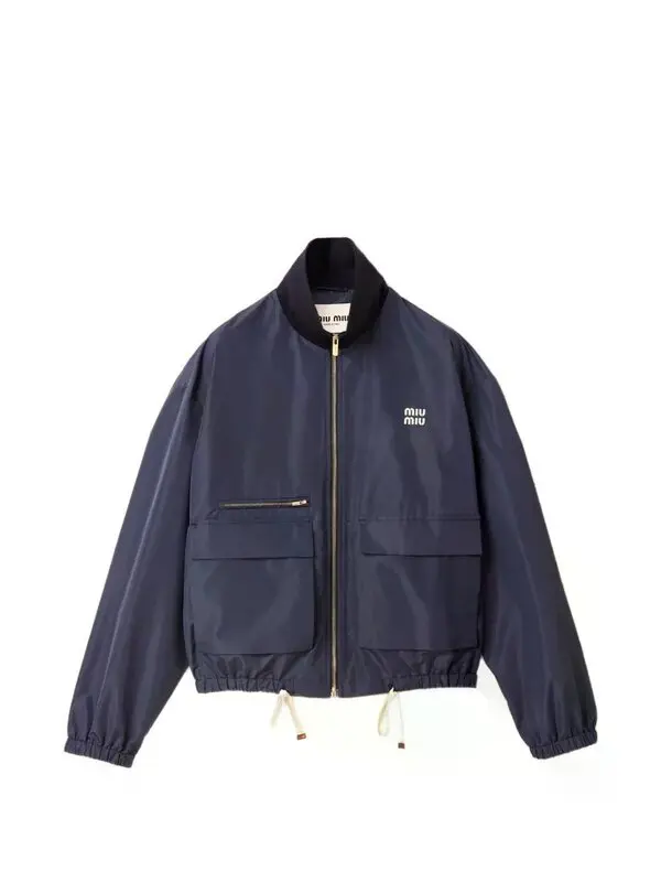 Miu Miu Logo Patch Zip-up Jacket - Blue