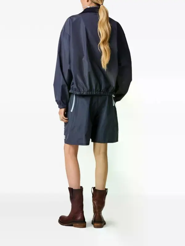 Miu Miu Logo Patch Zip-up Jacket - Blue