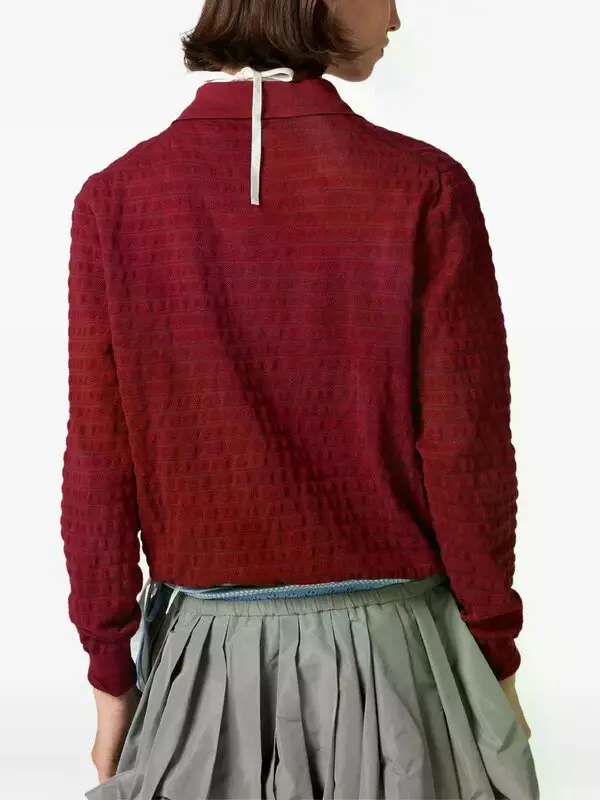 Miu Miu Striped Piqué Polo Shirt - Red