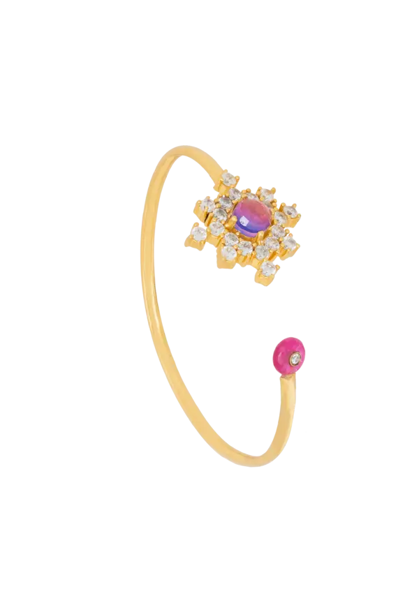 LAVANI JEWELS Altaira Bracelet With Fuchsia And Purple Stones - Gold