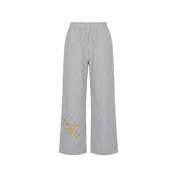 KING NAKED Striped Gold-embroidered Wide Leg Trousers
