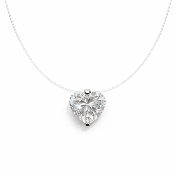 PEARL CODE Lilly Heart Pendant Necklace With Cubic Zirconia - Silver