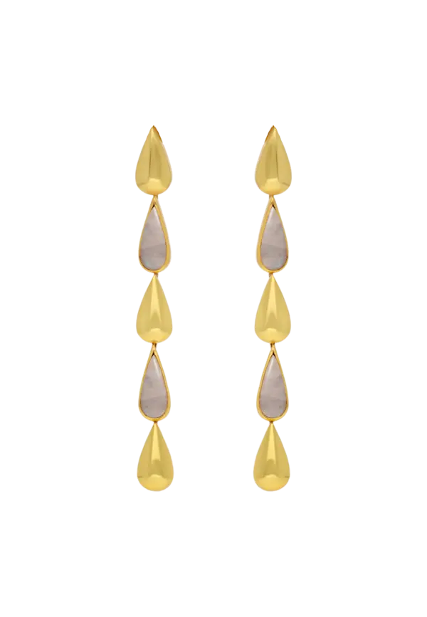 LAVANI JEWELS White Balance Moonstone Drop Earrings - Gold/white