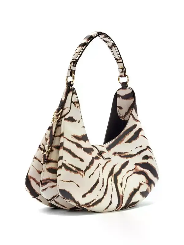 GANNI Small Kat Zebra-print Shoulder Bag - Neutrals