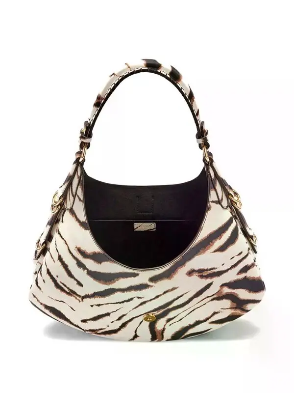 GANNI Small Kat Zebra-print Shoulder Bag - Neutrals