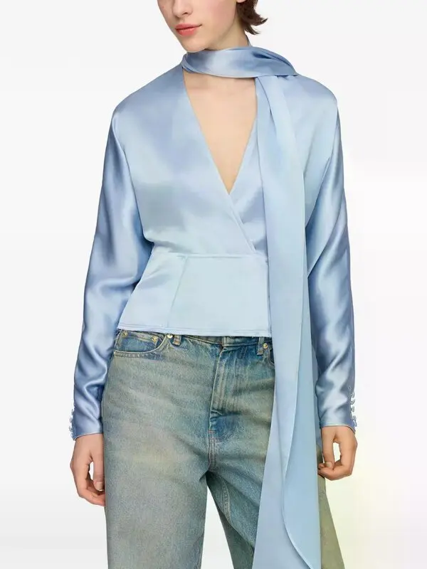 GANNI Wrap-style Blouse With Scarf Detail
