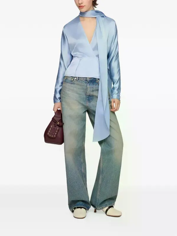 GANNI Wrap-style Blouse With Scarf Detail