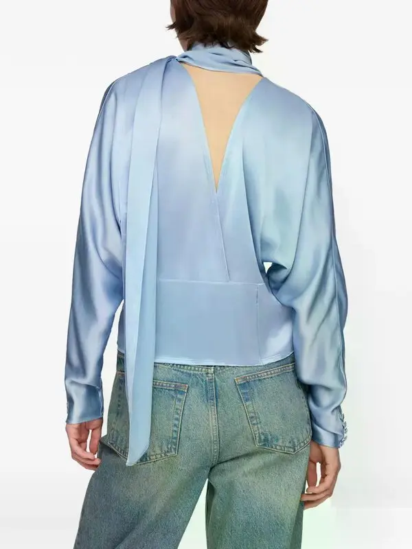 GANNI Wrap-style Blouse With Scarf Detail