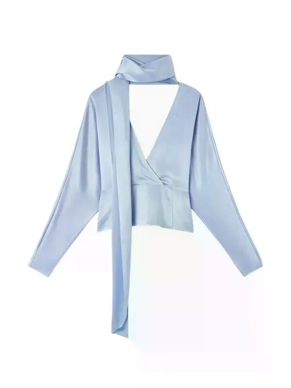 GANNI Wrap-style Blouse With Scarf Detail