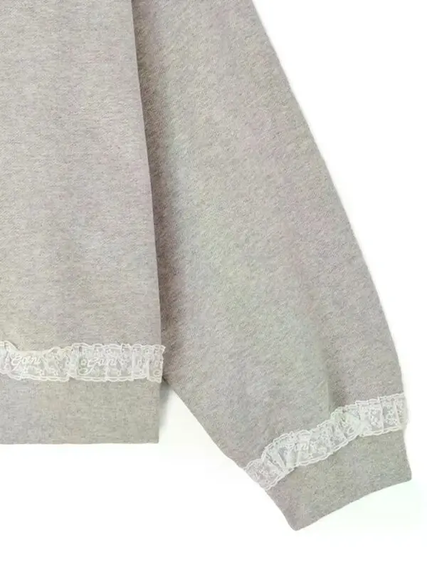 GANNI Lace-trimmed Organic Cotton Sweatshirt