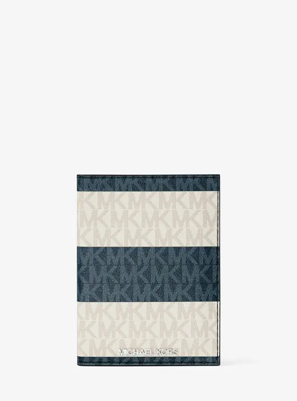 Michael Kors Jet Set Travel Medium Striped Signature Logo Passport Case - Blue