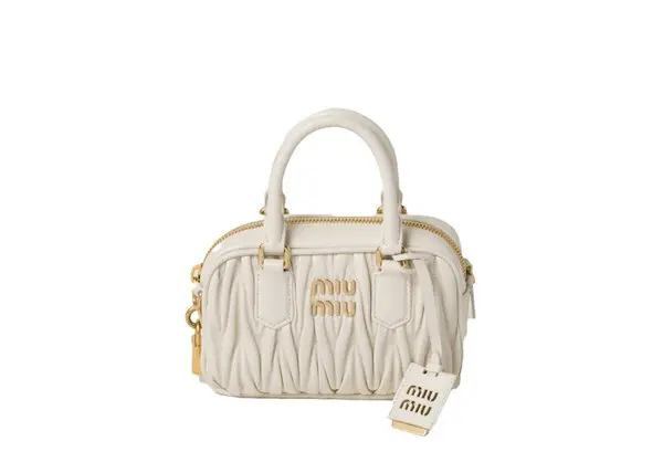 Miu Miu Matelasse Nappa Leather Tophandle - White