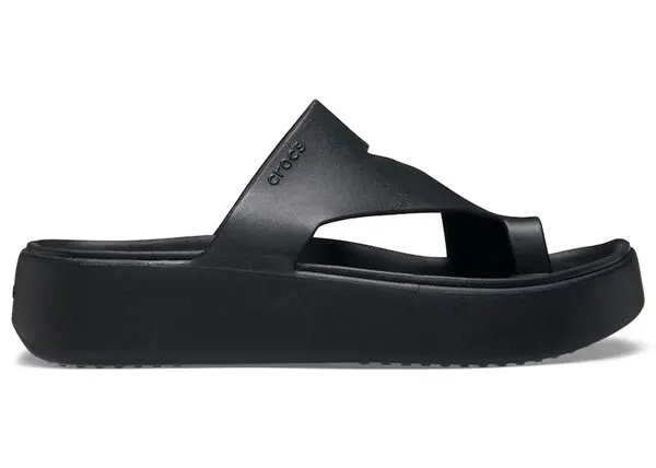 CROCS Getaway Platform Toe Loop Flip Flops - Black