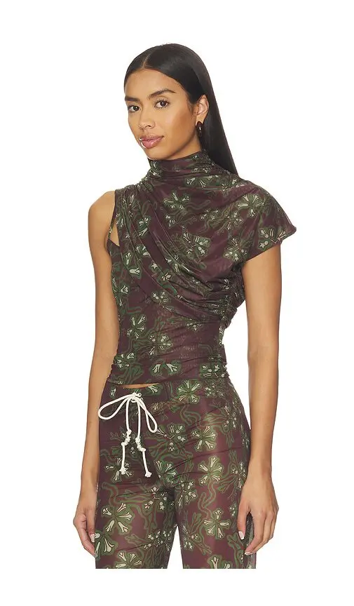 SIEDRES Silvy Ruched Top - Brown