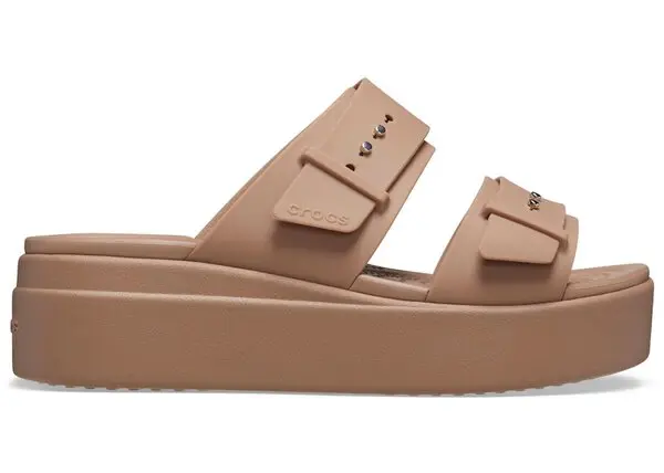 CROCS Brooklyn Buckle Low Wedge Sandal - Latte