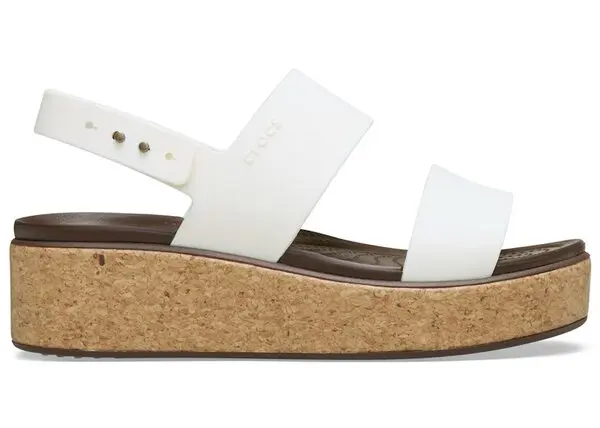 CROCS Brooklyn Low Wedge Cork Sandal - Chalk