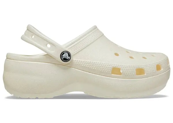 CROCS Classic Platform Glitter Clog - Chalk