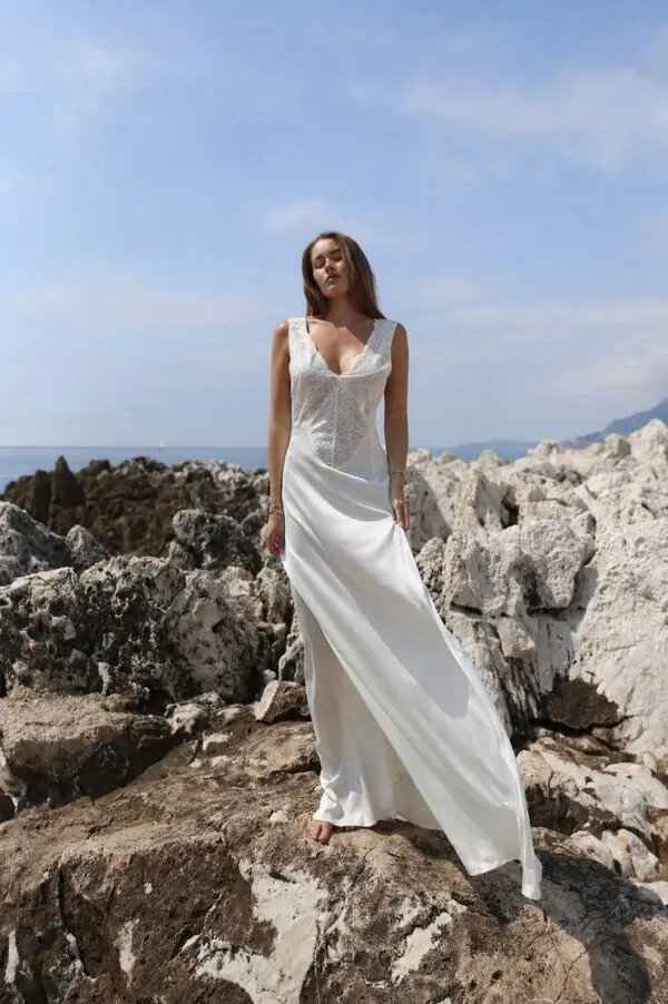 MandiBreeze Lovisa Silk Lace Maxi Dress - White