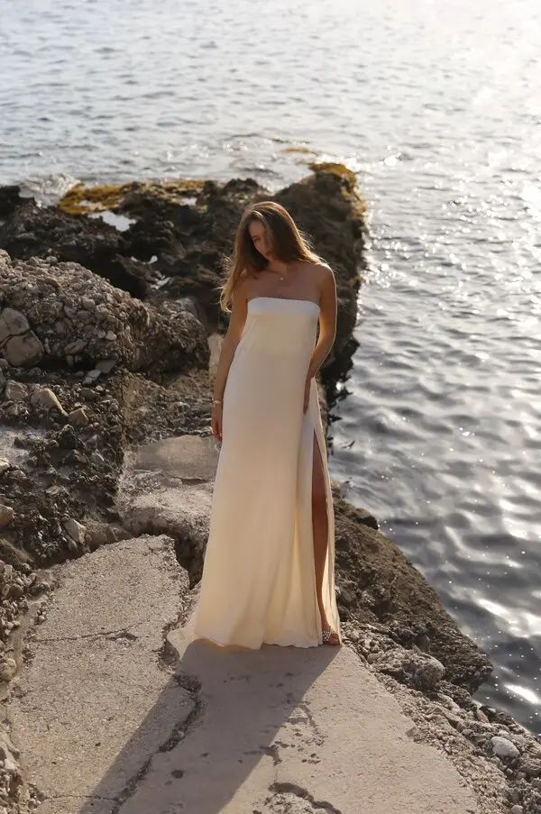 MandiBreeze Lovisa Strapless Silk Maxi Dress - One-color