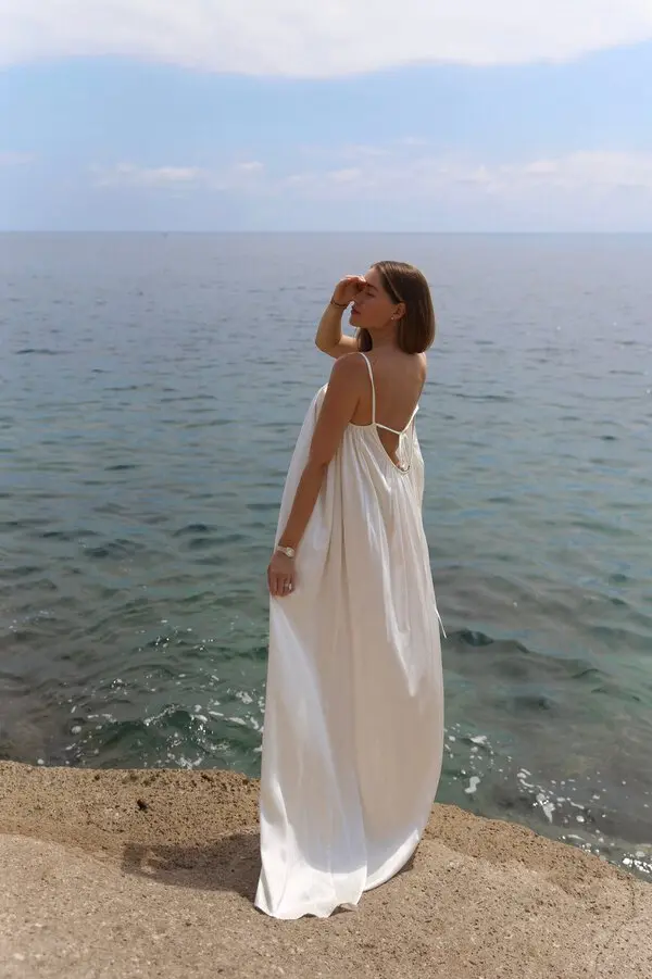 MandiBreeze Silk Maxi Dress With Open Back
