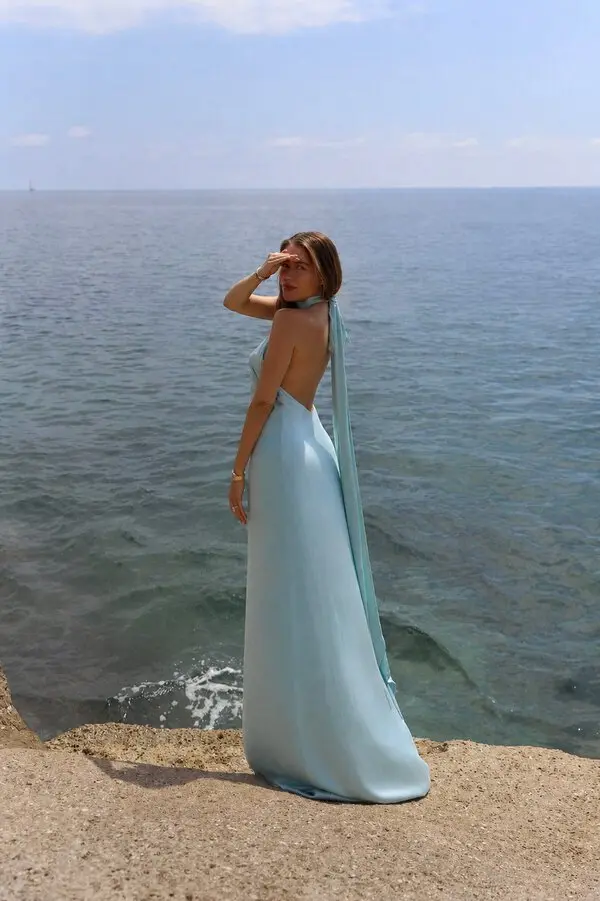 MandiBreeze Lovisa Halter Silk Maxi Dress