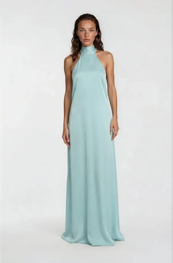 MandiBreeze Lovisa Halter Silk Maxi Dress