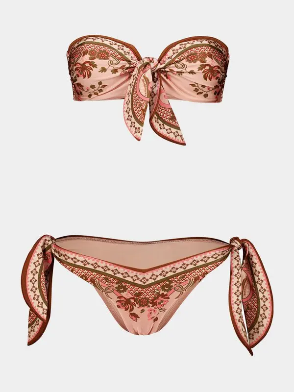 Zimmermann Paisley Floral Aster Scarf Tie Bikini - Pink