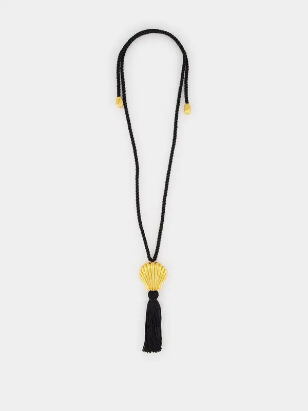 JULIETTA Gold-tone Shell Tasseled Necklace - Black