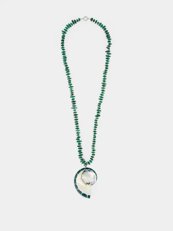 JULIETTA Malachite And Resin Shell Pendant Necklace - Green