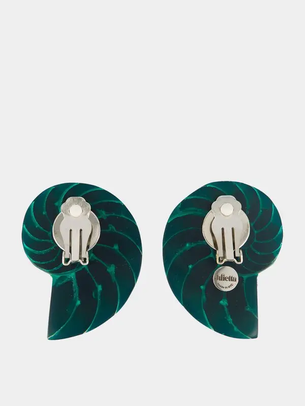 JULIETTA Nautilus Shell Clip-on Earrings - Green