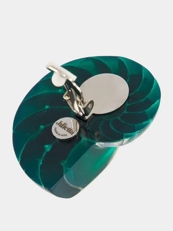 JULIETTA Nautilus Shell Clip-on Earrings - Green