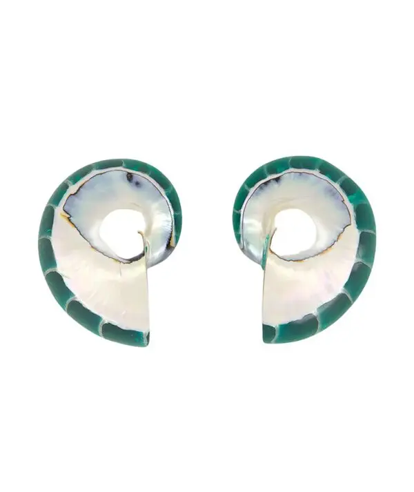 JULIETTA Nautilus Shell Clip-on Earrings - Green
