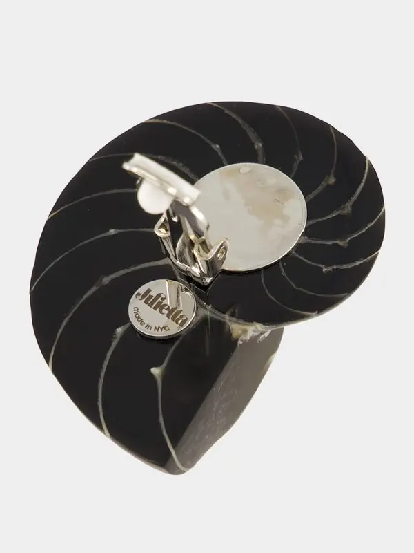 JULIETTA Nautilus Shell Clip-on Earrings - Black