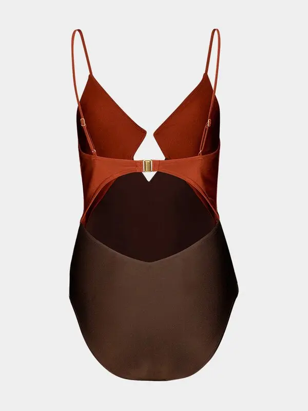 Zimmermann Aster Diamond Cut-out Swimsuit - Brown