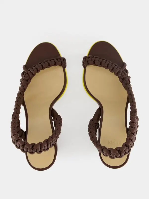 Fendi Arco Braided Leather Heeled Sandals