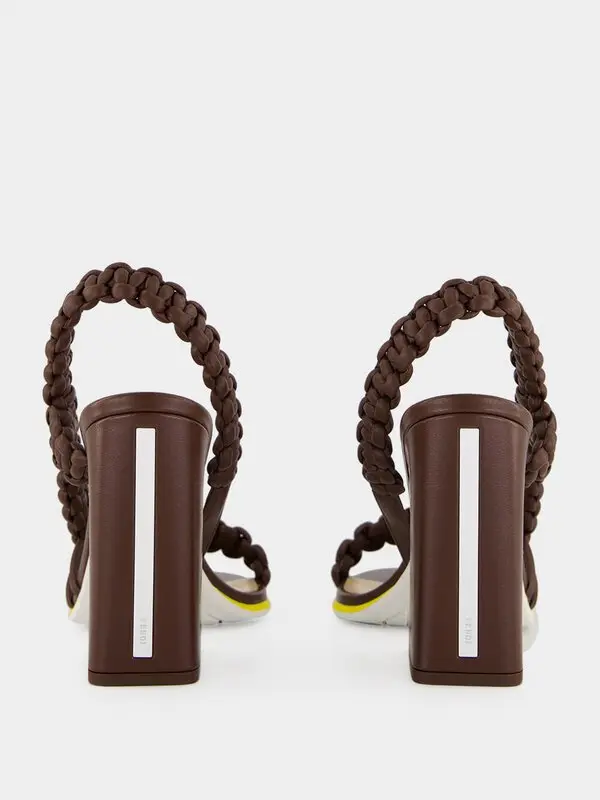 Fendi Arco Braided Leather Heeled Sandals