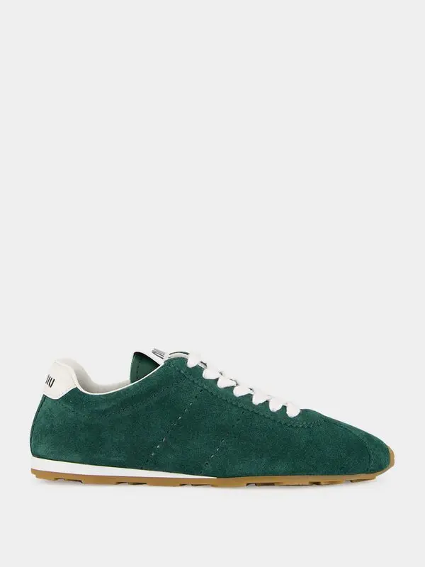 Miu Miu Plume Suede Lace-up Sneakers - Green
