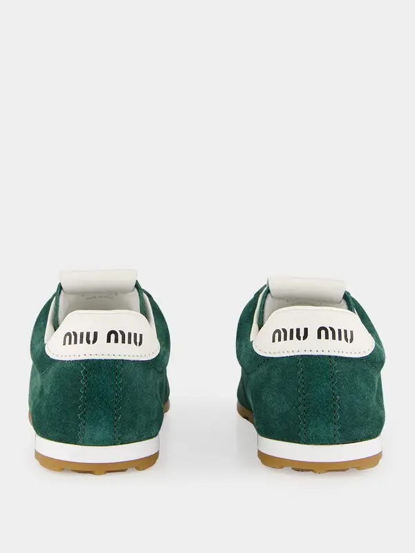 Miu Miu Plume Suede Lace-up Sneakers - Green